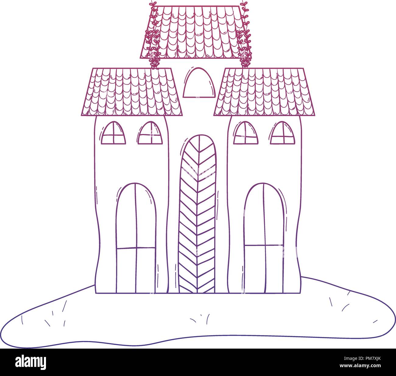 degraded outline horror castle building architecture style Stock Vector ...