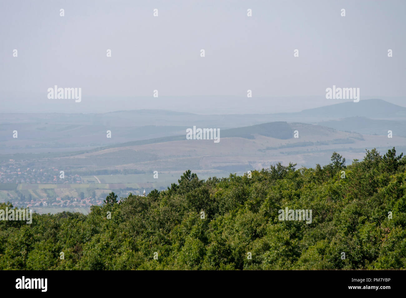 Aerial view of hungarian mountain with forests and hills Stock Photo ...