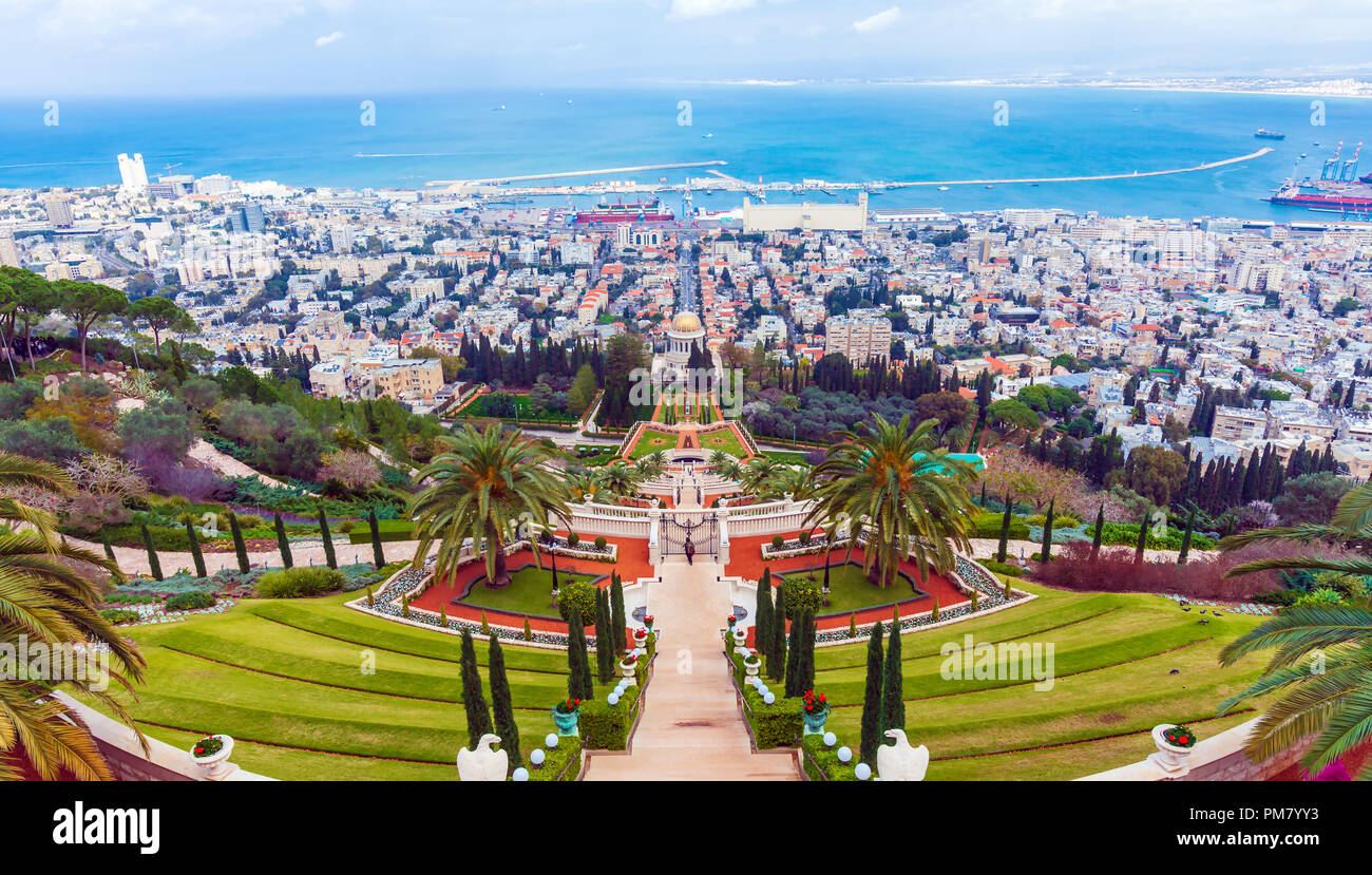 Aerial View of Haifa from Bahai Garden, Israel Stock Photo - Alamy
