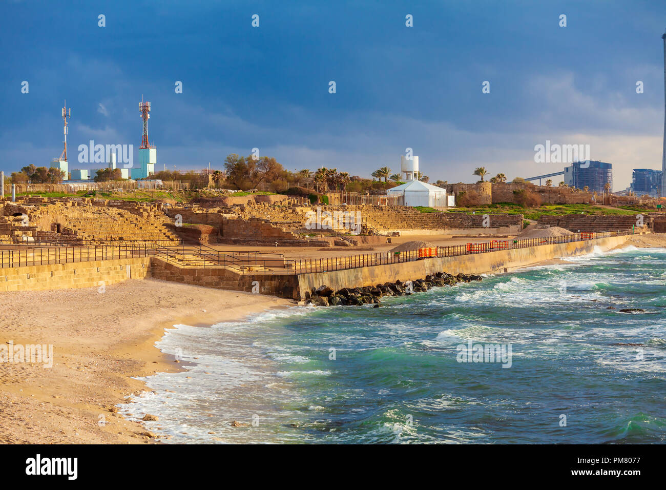 Caesarea ancient port sunset hi-res stock photography and images - Alamy