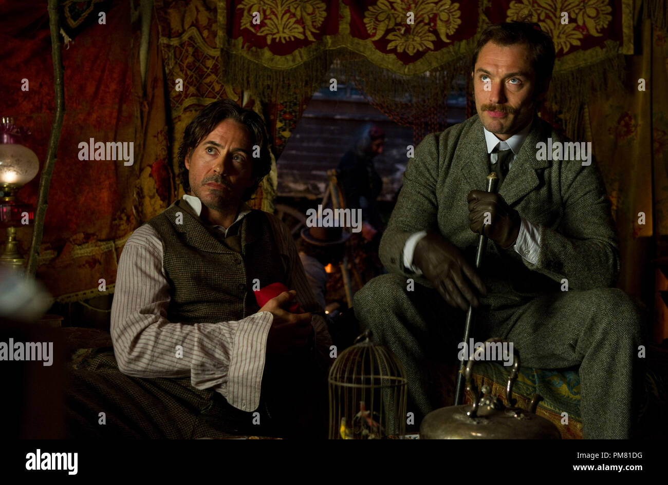 (L-r) ROBERT DOWNEY JR. as Sherlock Holmes and JUDE LAW as Dr. James ...