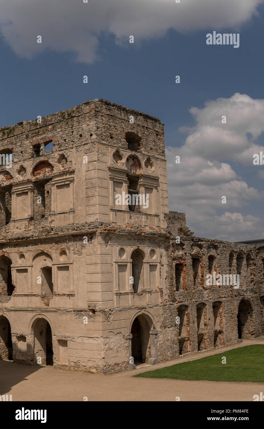 august 2018, ujazd village, poland: ruins of old polish castle called ...