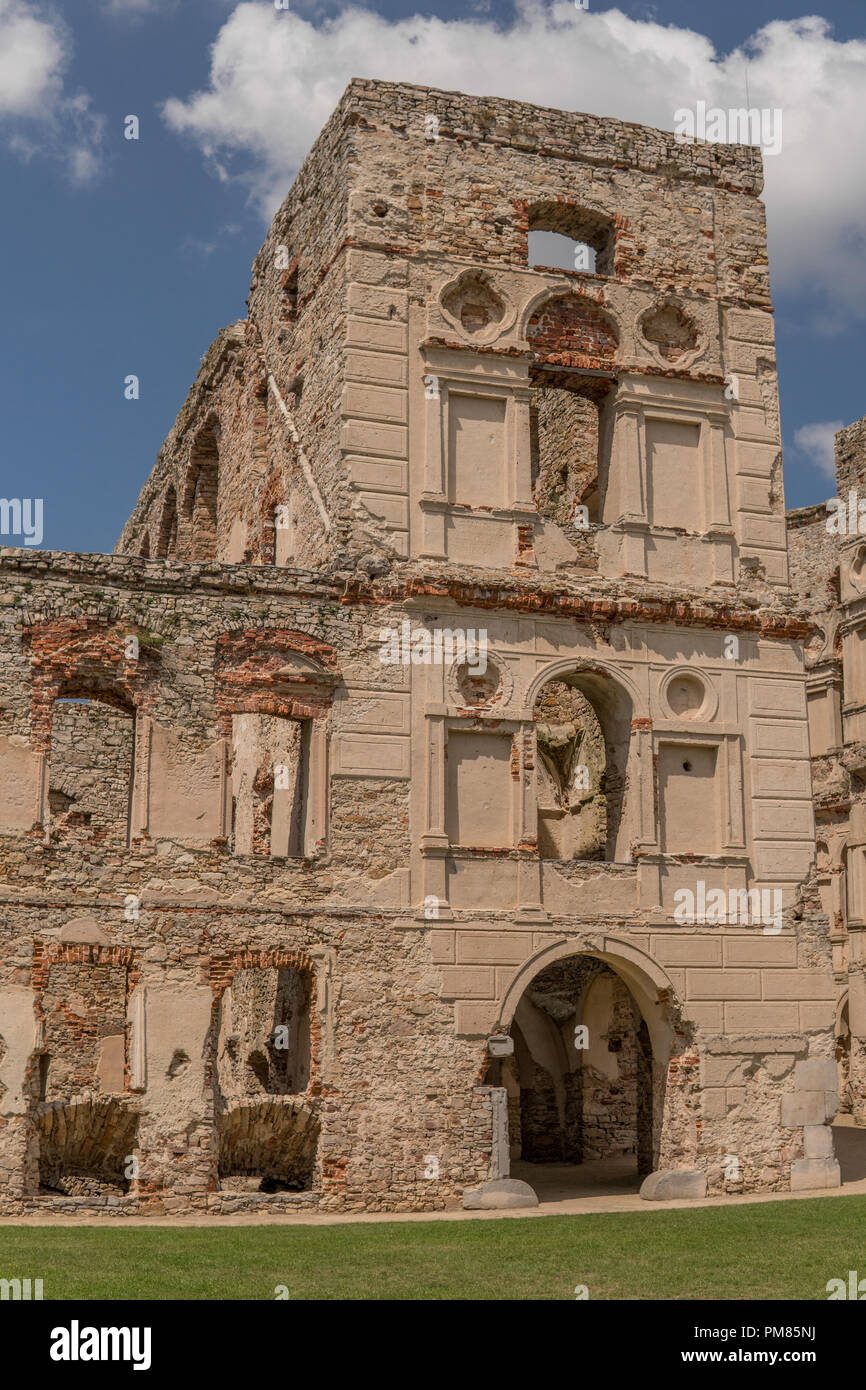 august 2018, ujazd village, poland: ruins of old polish castle called ...