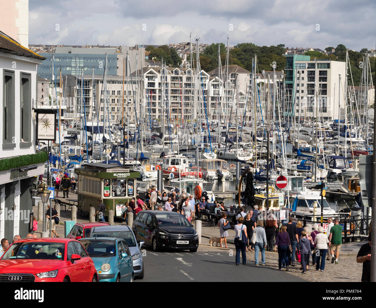 Compressed view of the marina in Sutton Harbour, by the Barbican ...