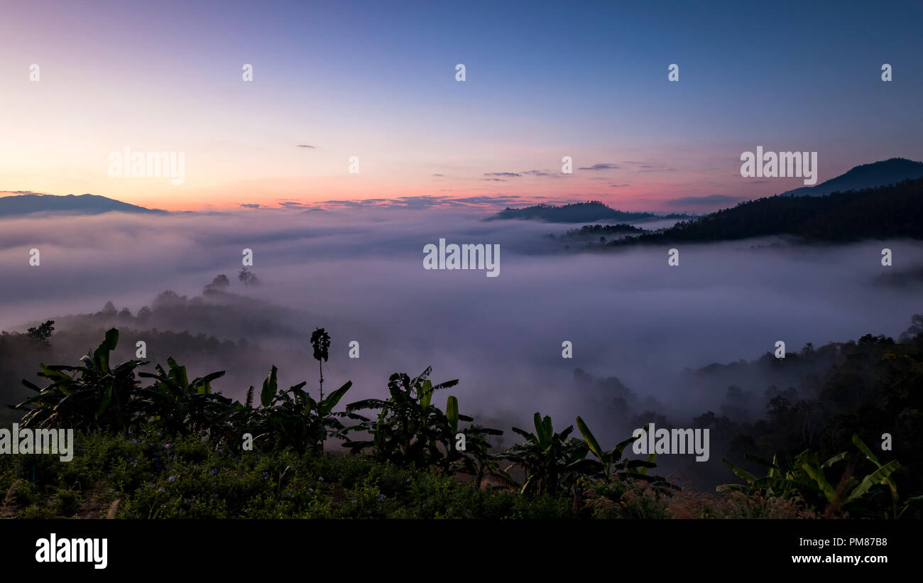 Mountain tops above the clouds at Yun Lai Viewpoint, Pai Thaiand Stock ...