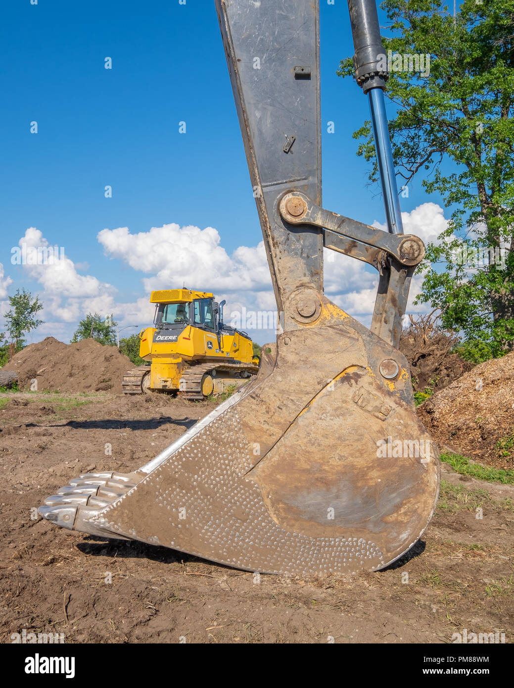 Earth moving equipment at the ready photographed at a new construction ...