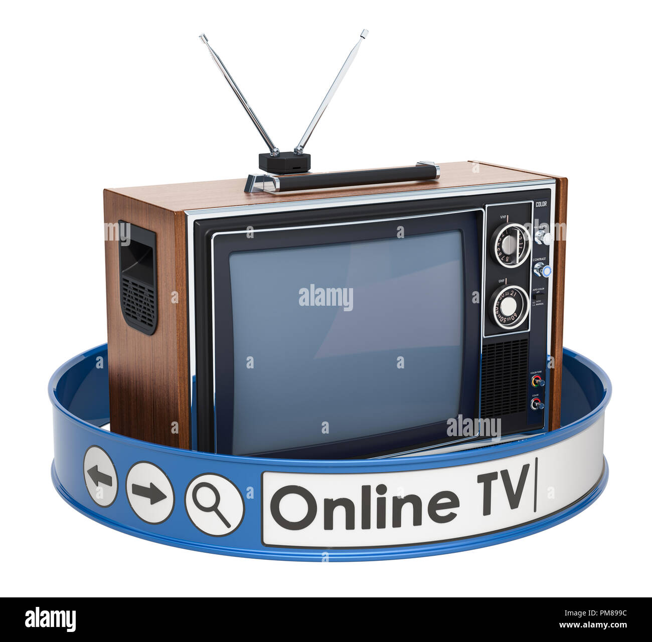 Online TV, television concept. 3D rendering isolated on white ...