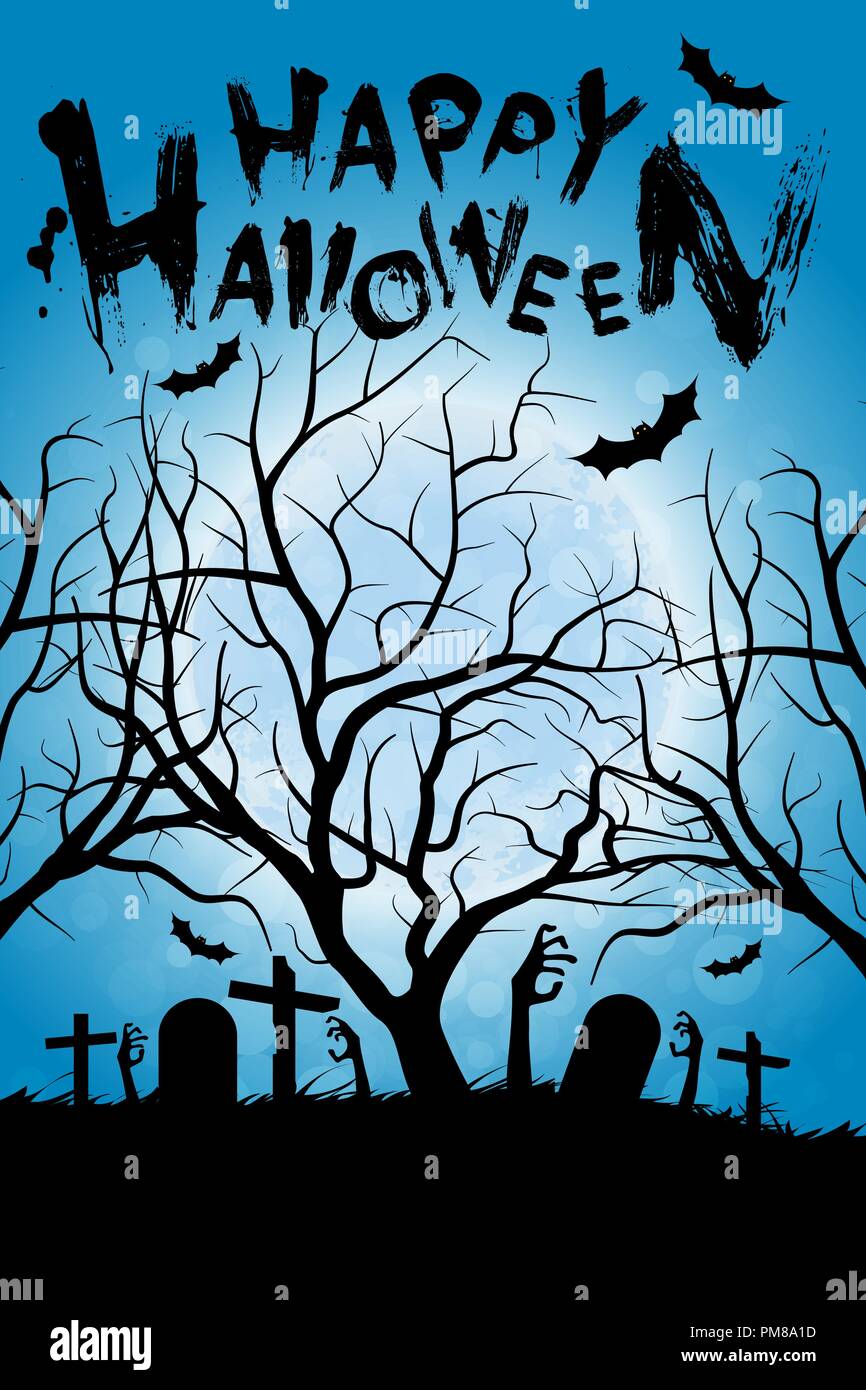 Halloween Background with Tree Stock Vector Image & Art - Alamy