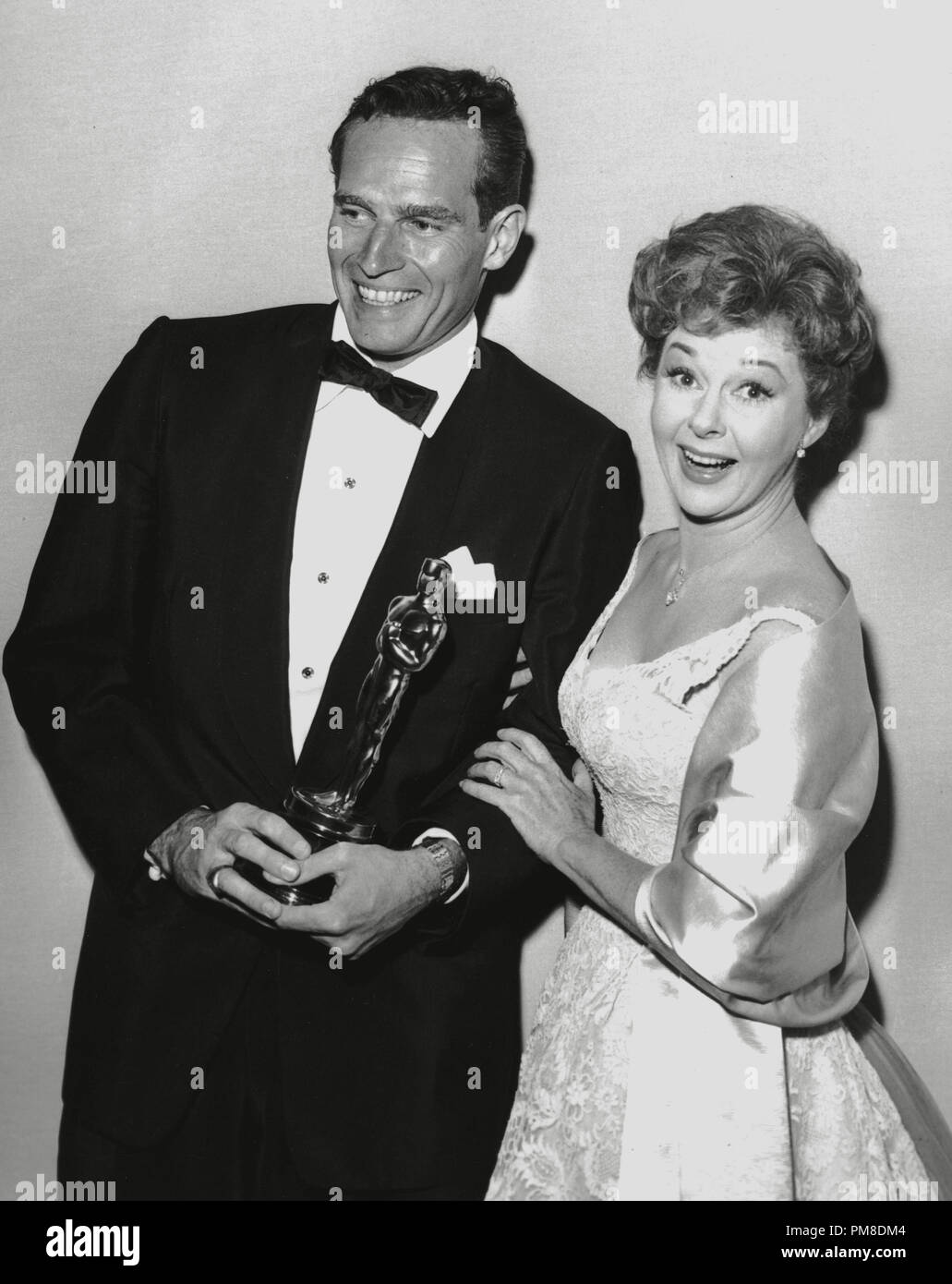 Charlton Heston and Susan Hayward at the 32nd Annual Academy Awards ...