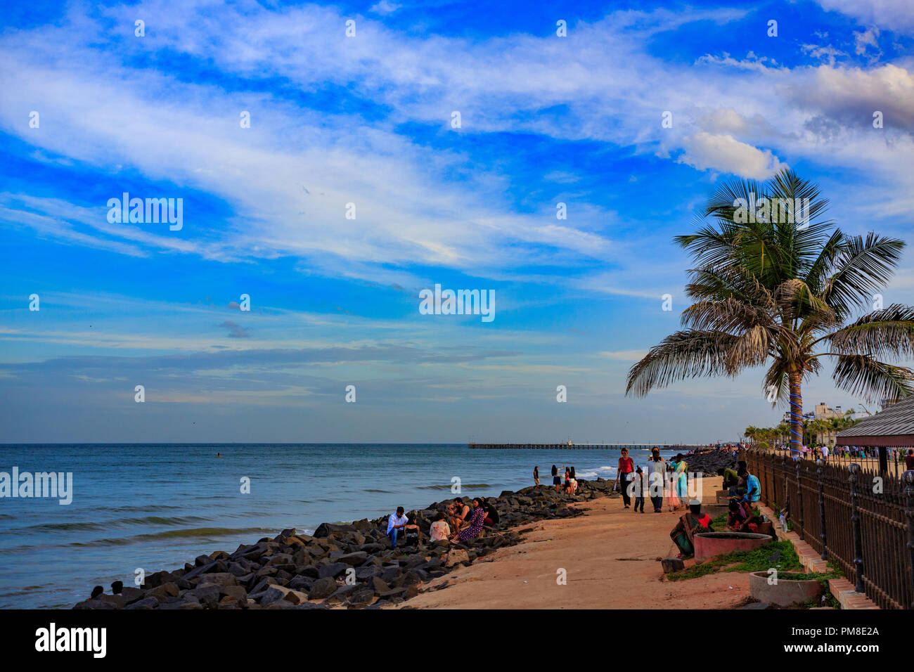 Pondicherry Sea Beach Stock Photo - Alamy