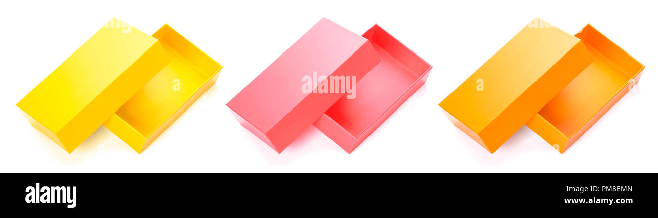 Color cardboard box mock up isolated on white background Stock Photo ...