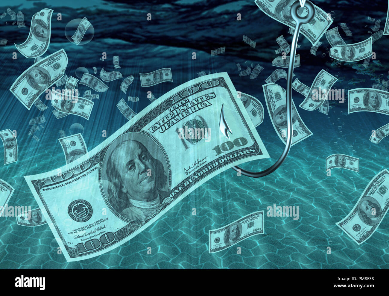 Fishing one dollar banknote bait hi-res stock photography and images ...