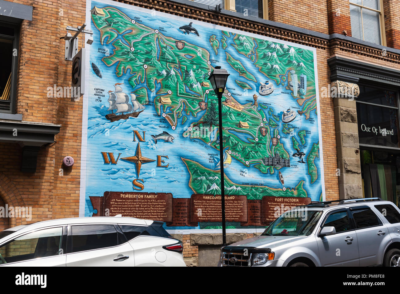 Big colorful map on the wall, Victoria, capital of British Columbia ...
