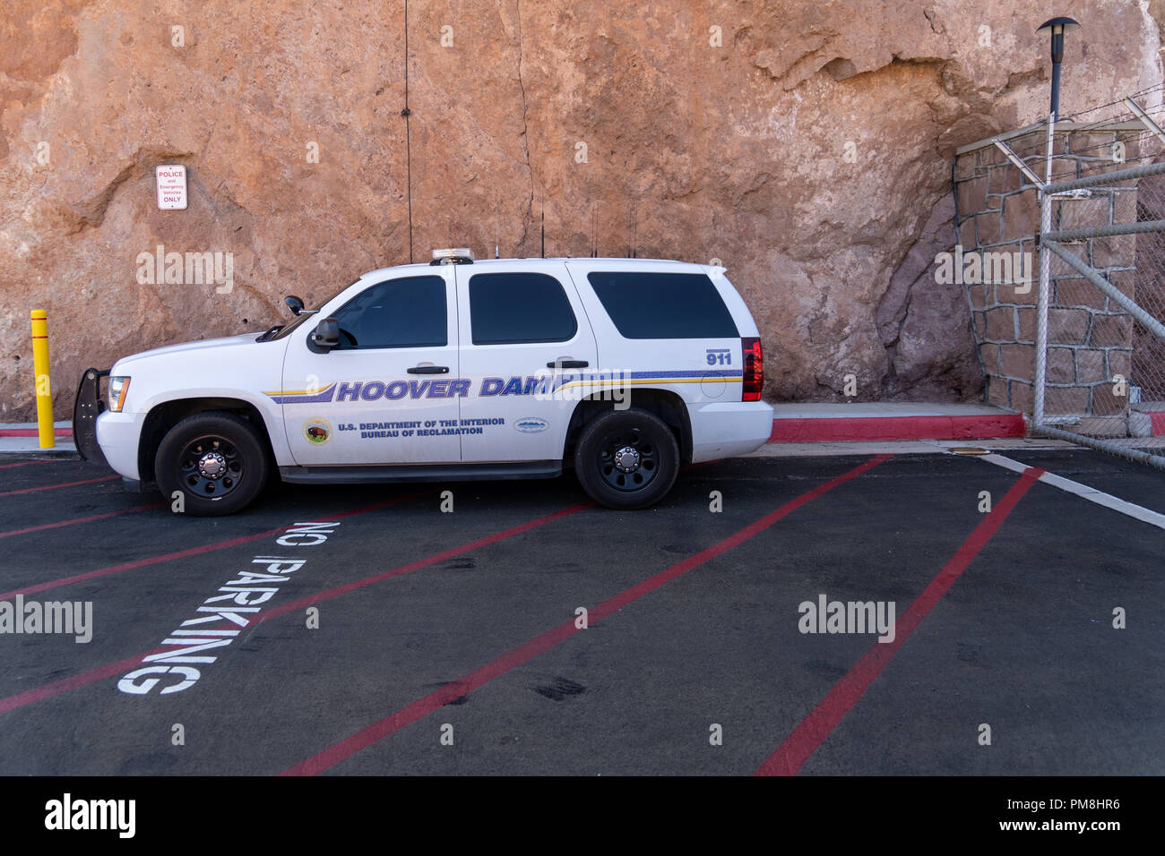 Hoover Dam security police car SUV, prevents crime and terrorism at the ...