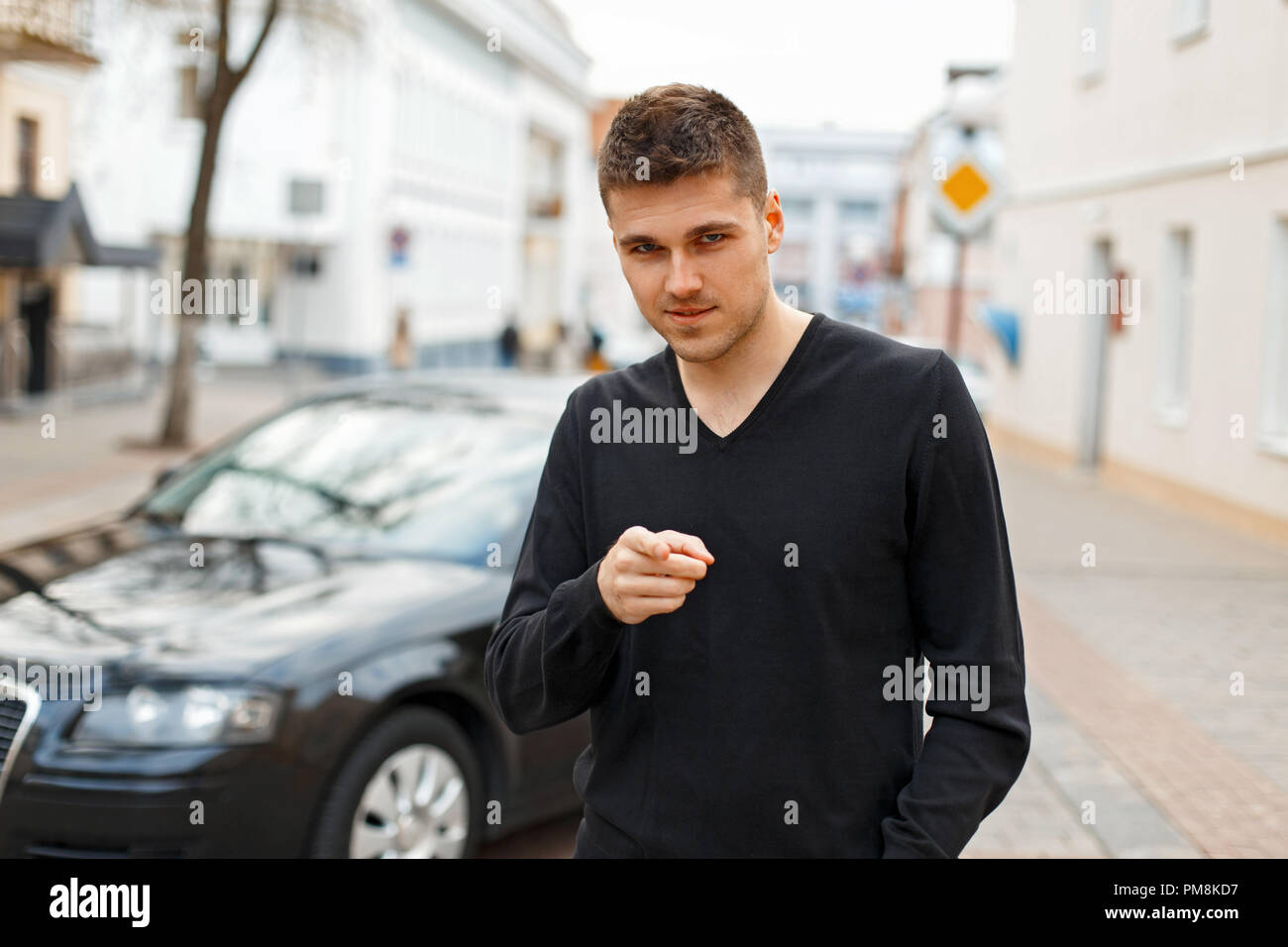 Man points finger on urban hi-res stock photography and images - Alamy