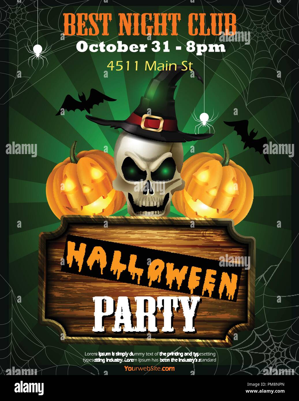 Halloween party flyer with pumpkins Stock Vector Image & Art - Alamy