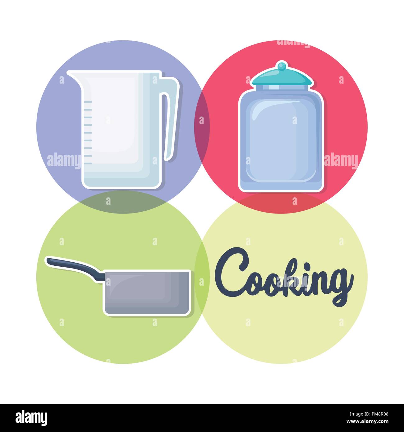 cooking utensils icon set over colorful circles and white background ...