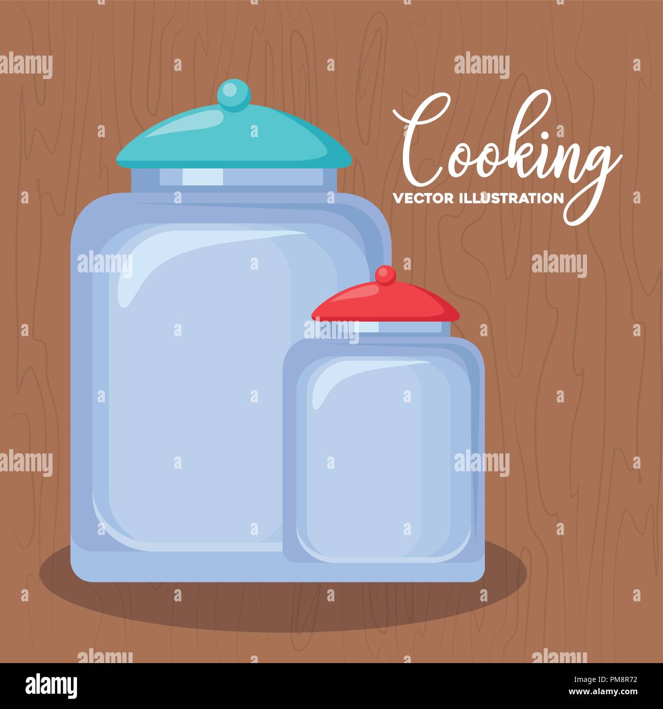 cooking utensils design with jars over brown background, colorful ...