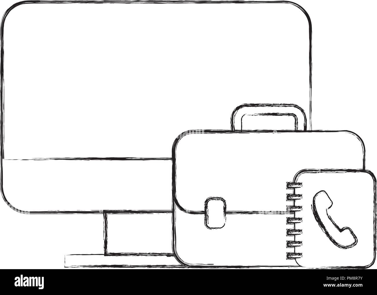 office computer business briefcase book telephone Stock Vector Image ...