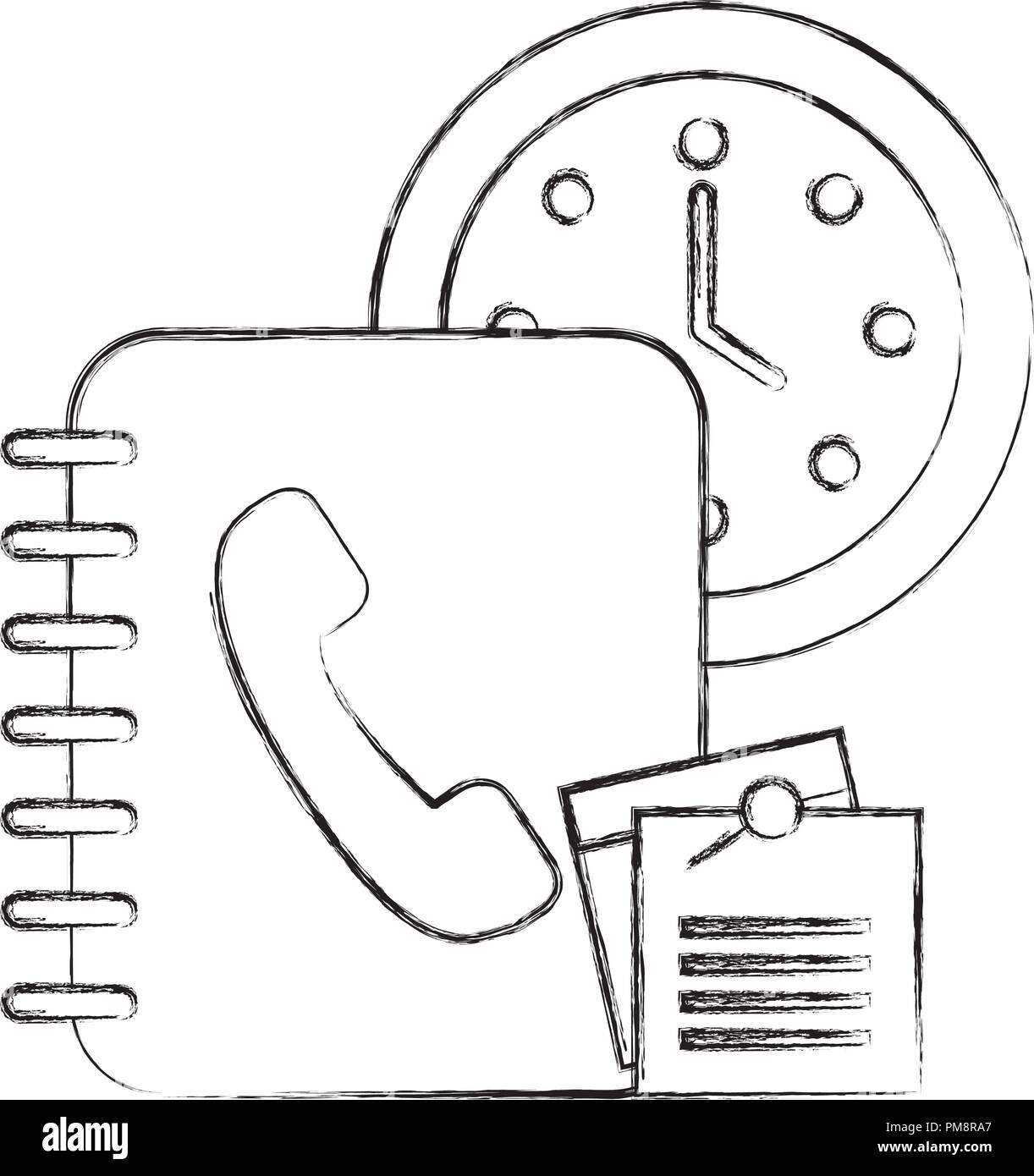 office clock time book telephone notes paper Stock Vector Image & Art ...