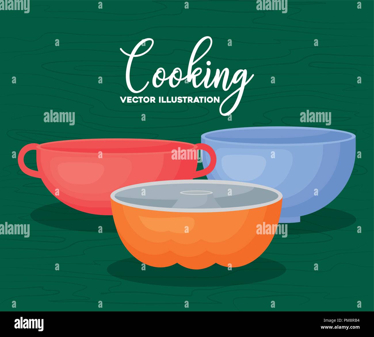 cooking utensils design with bowls over green background, colorful ...