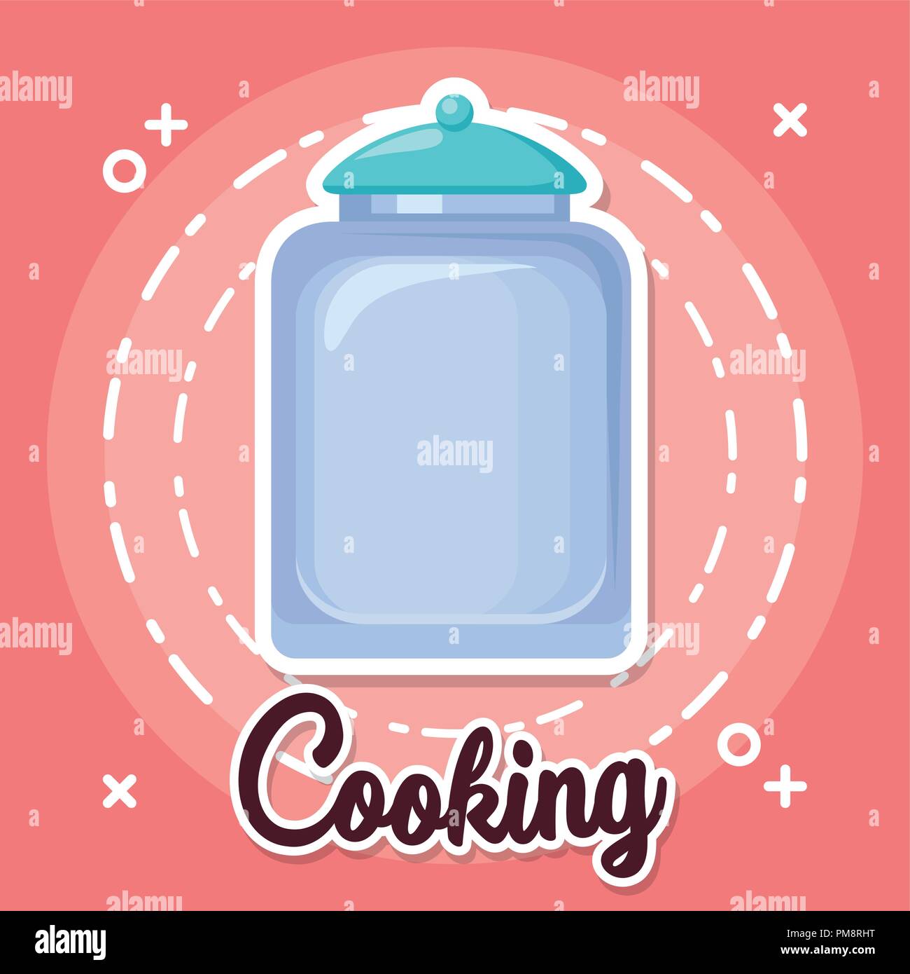 cooking design with jar icon over red background, colorful design ...