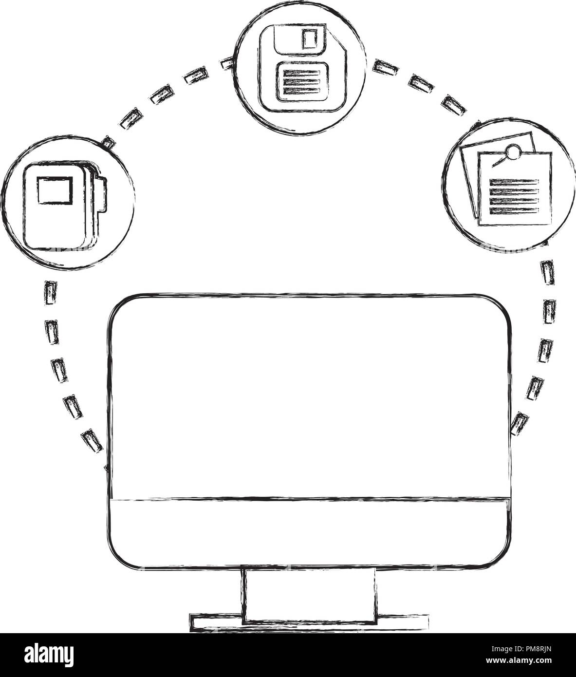 computer monitor office floppy disk note mail Stock Vector Image & Art ...