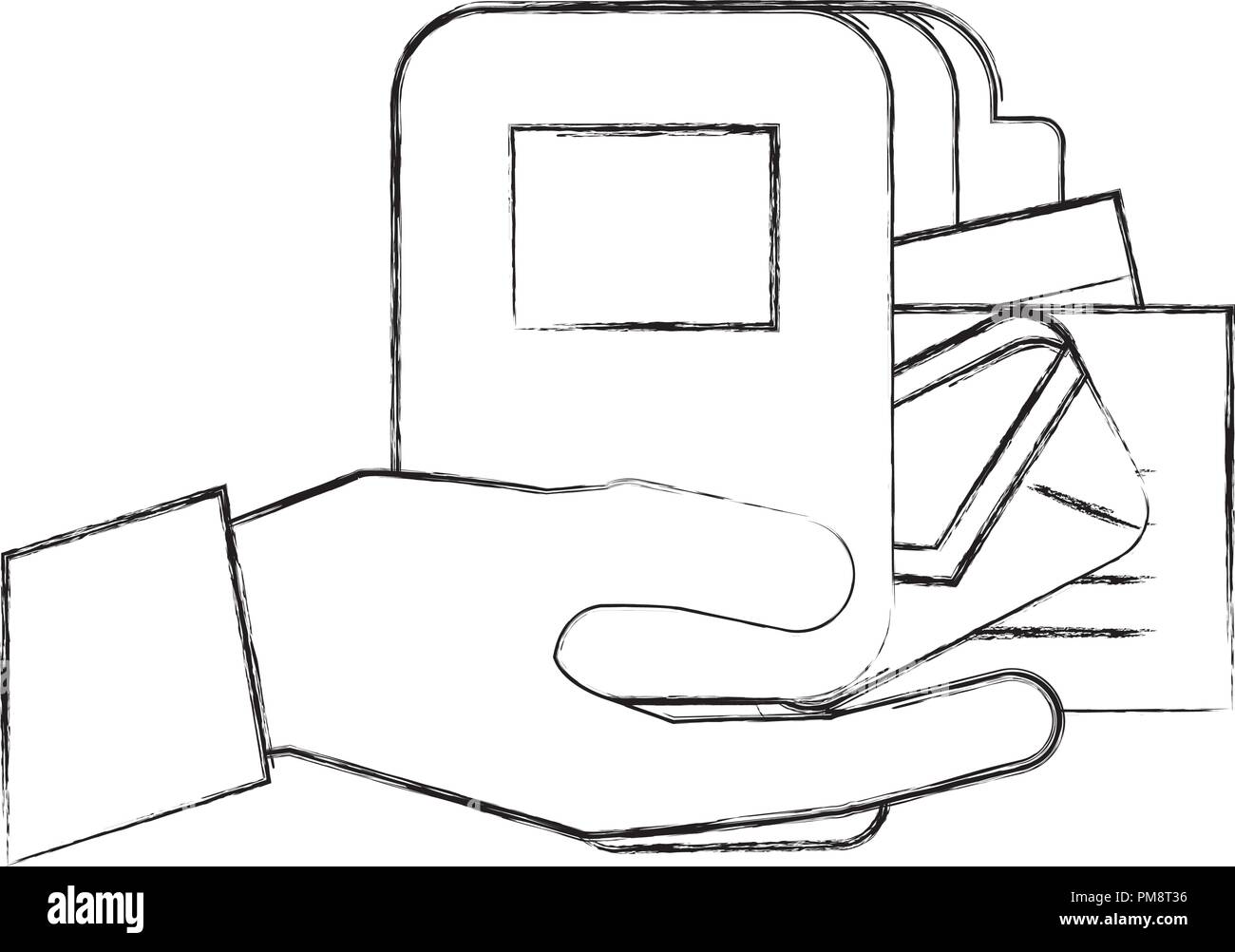 hand holding folder file mail papers office Stock Vector Image & Art ...