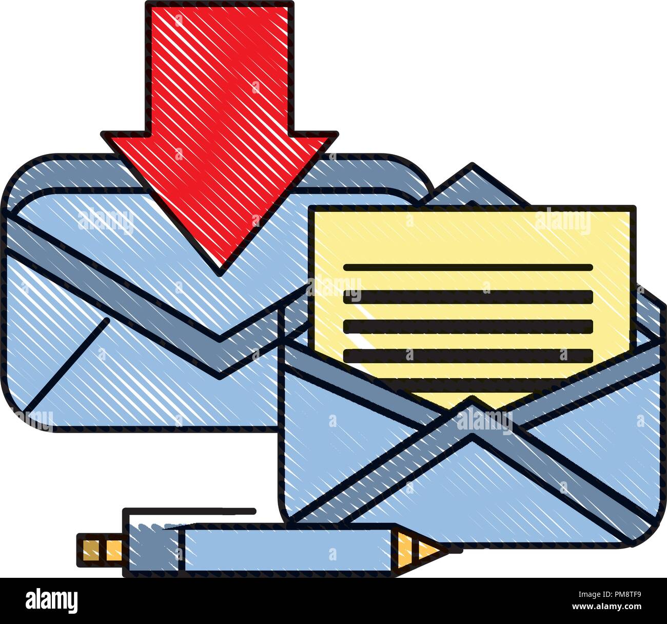 office email receiving message correspondence pen Stock Vector Image ...