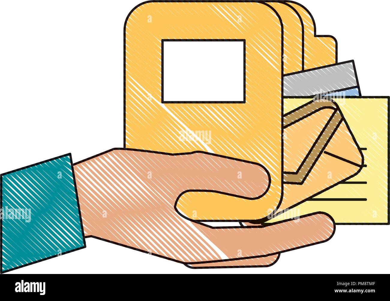 hand holding folder file mail papers office Stock Vector Image & Art ...
