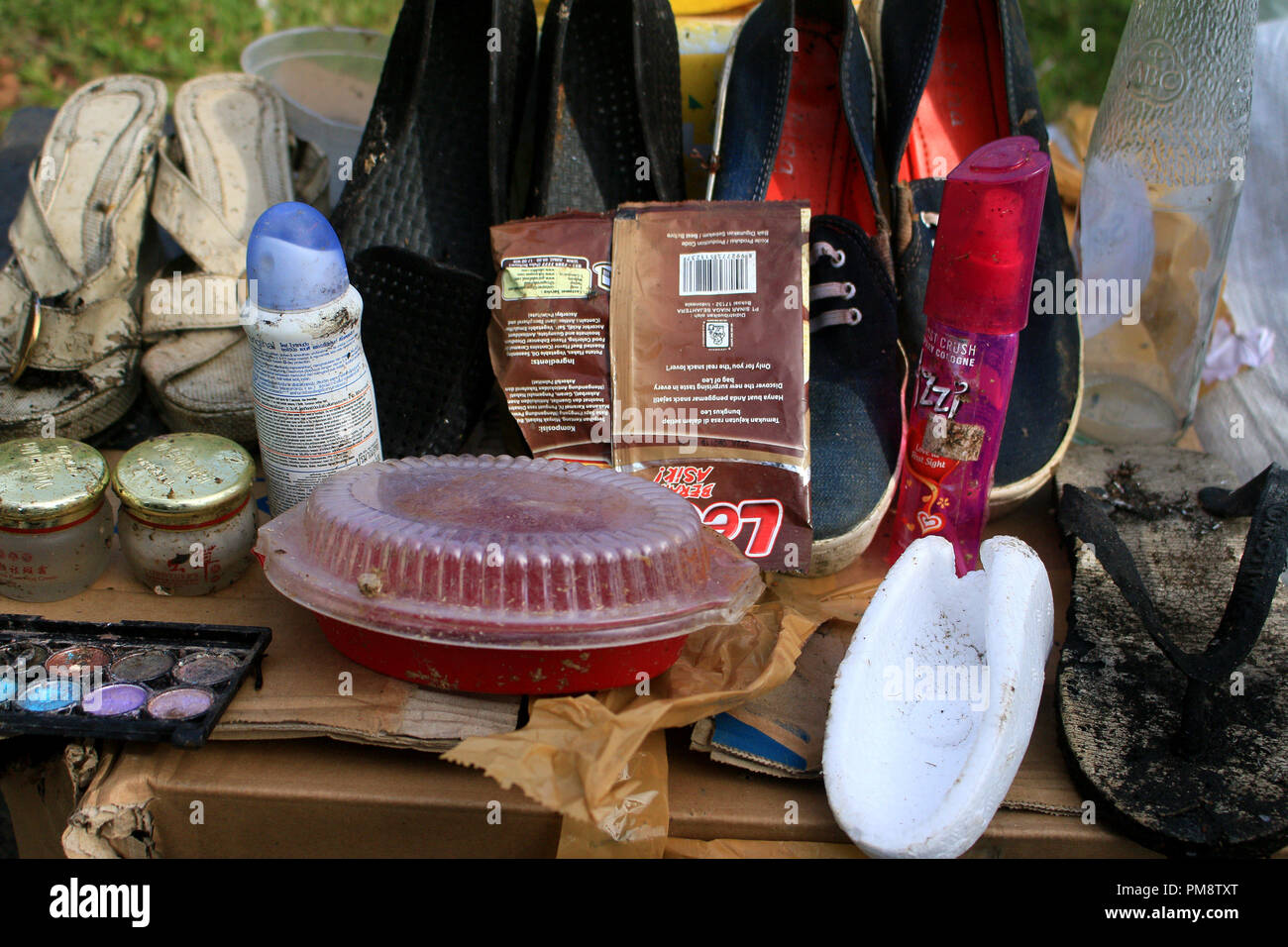 Household waste collected by the volunteers seen being displayed on the ...