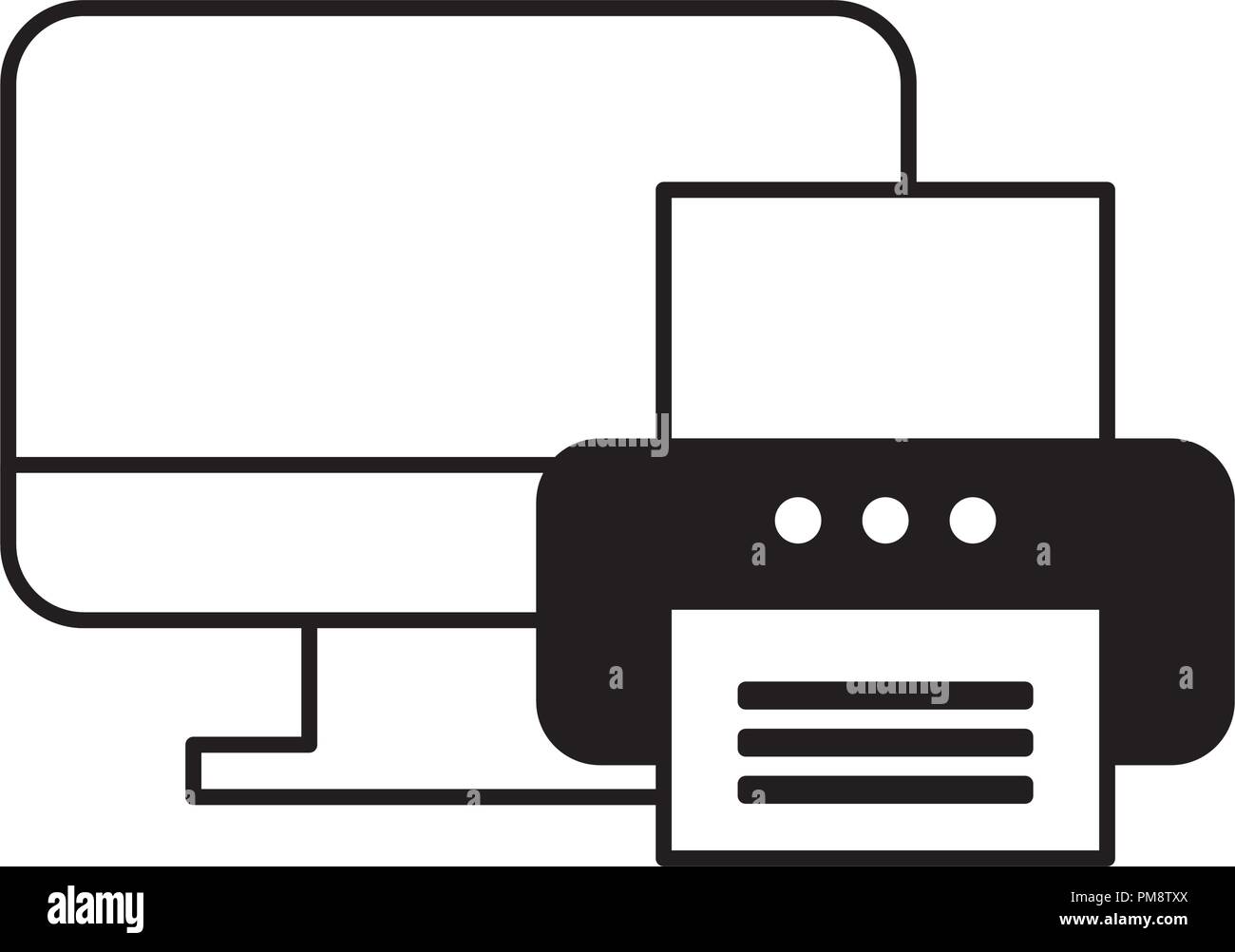 computer desktop with printer Stock Vector Image & Art - Alamy