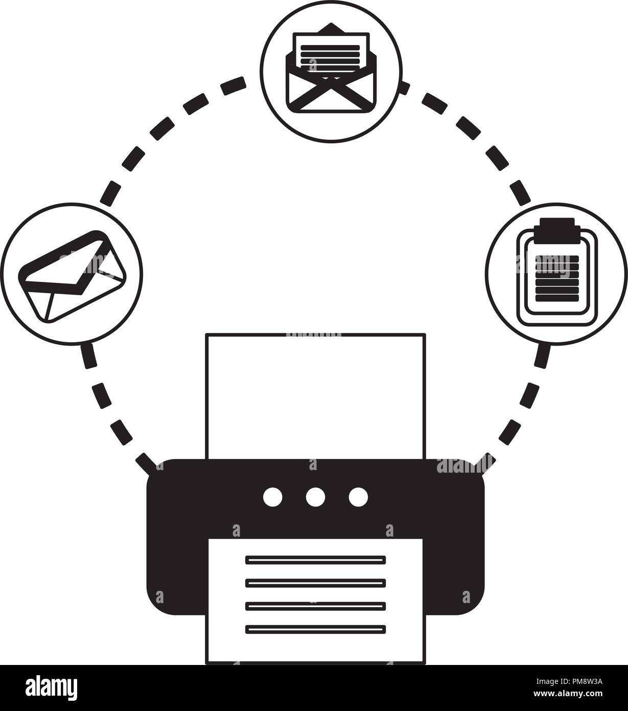 printer machine with envelope and clipboard Stock Vector Image & Art ...