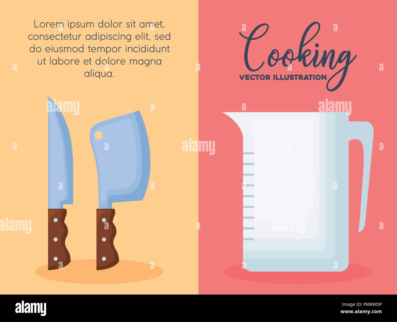 infographic of cooking utensils over colorful squares, vector ...