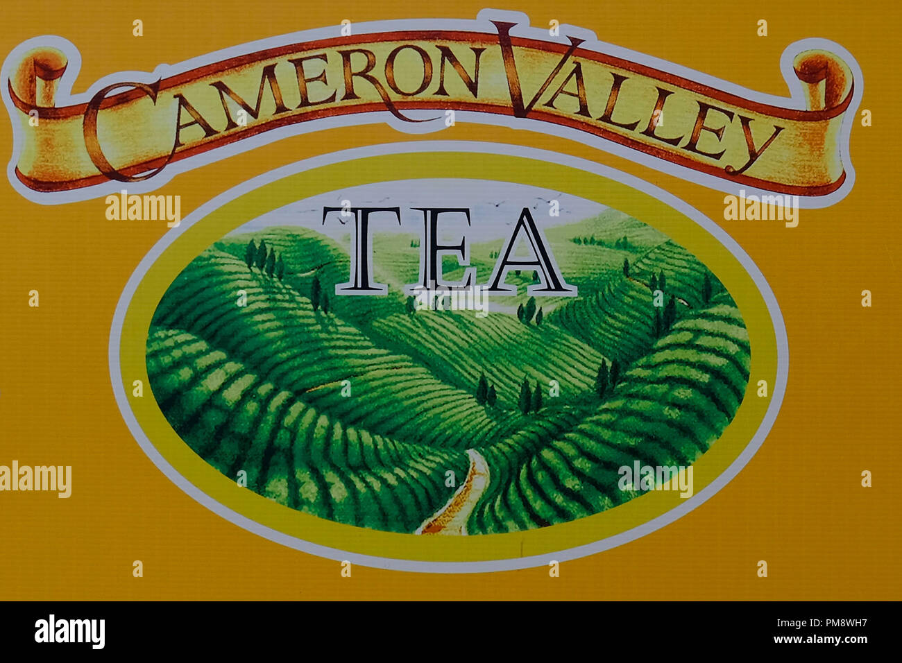 A panel showing a drawing of the Cameron Valley Tea. The Cameron ...