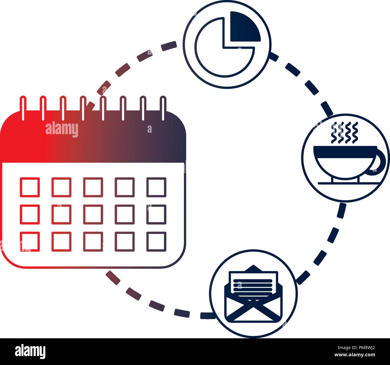 calendar reminder with set icons isolated icon Stock Vector Image & Art ...