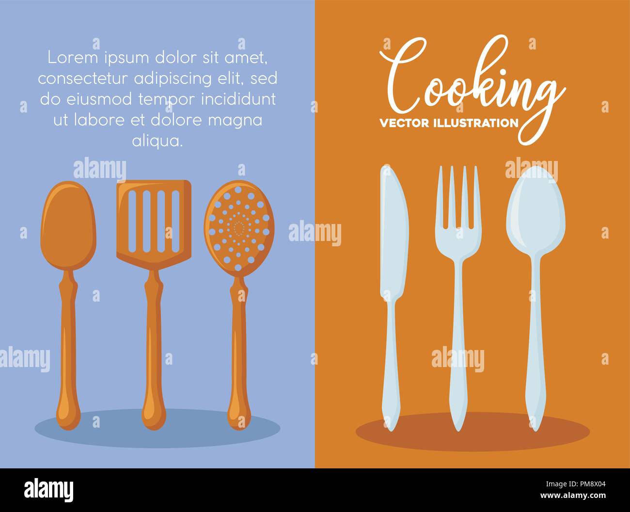 infographic of cooking utensils over colorful squares, vector ...