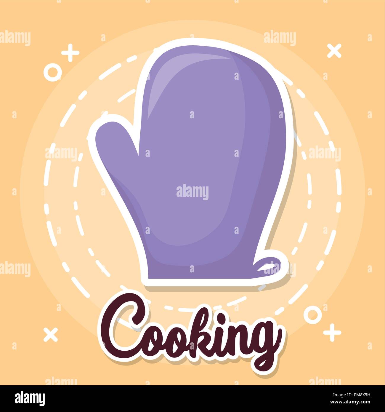 cooking glove icon over yellow background, colorful design. vector ...
