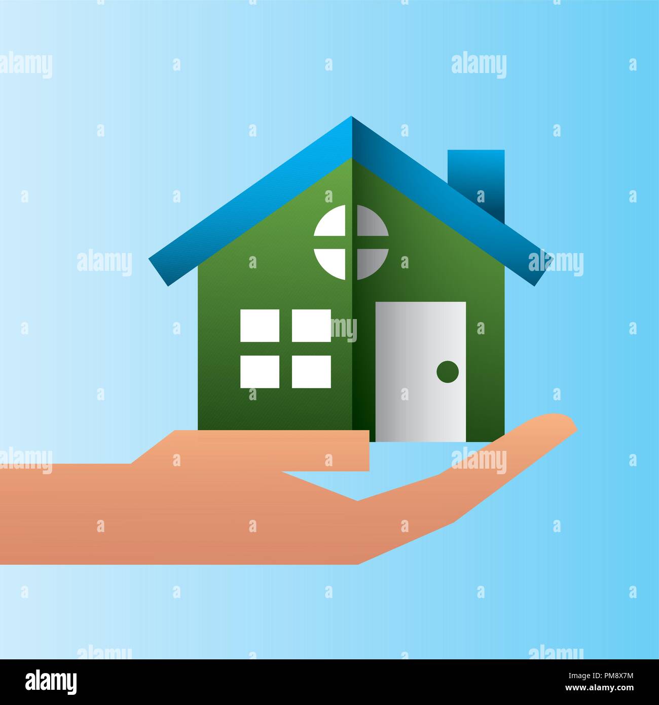Hand holding wood home Stock Vector Images - Alamy