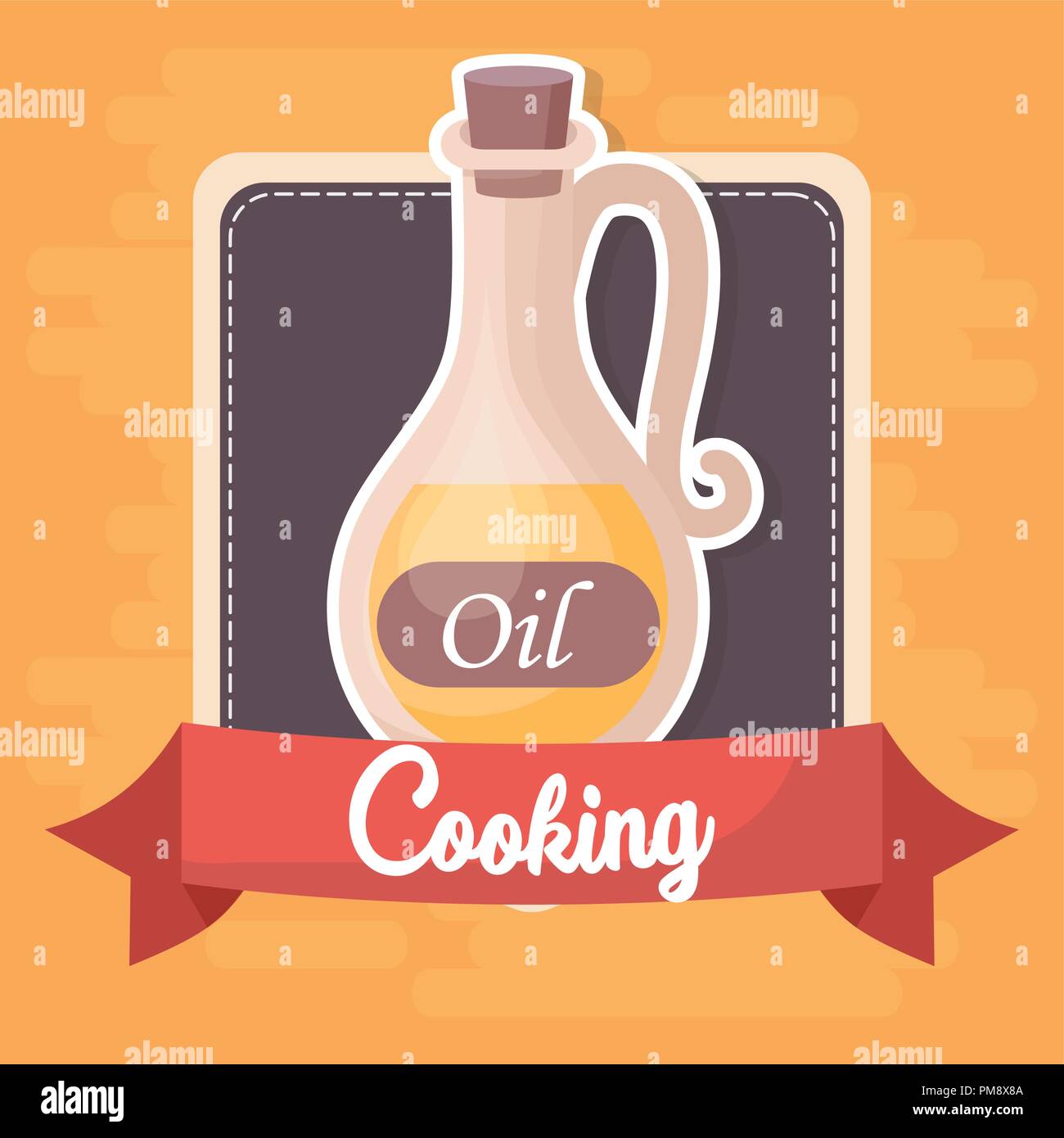 cooking design with decorative emblem with oil bottle over yellow ...