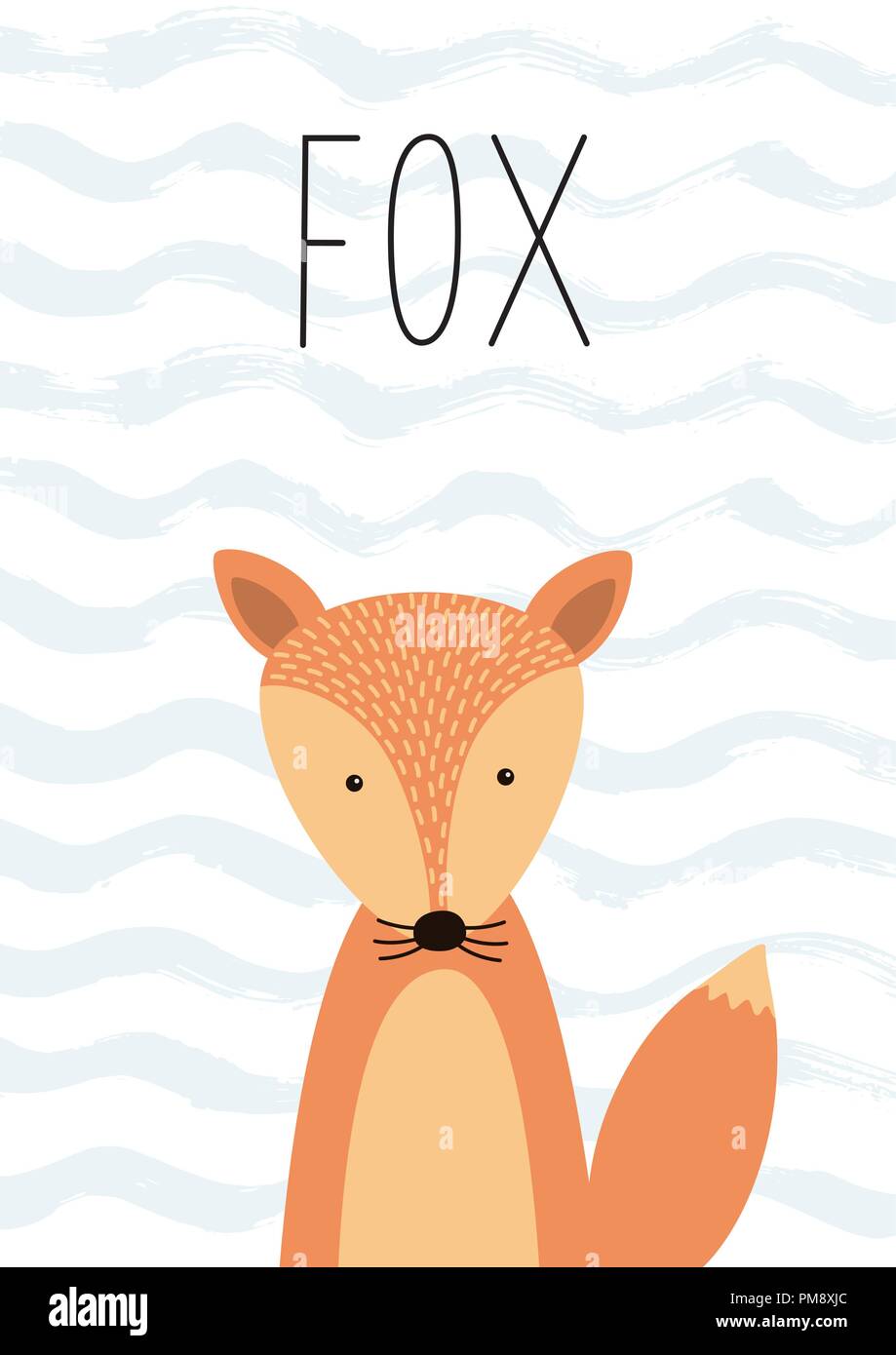 Cartoon cute fox vector illustration. Poster, card for children. Be ...