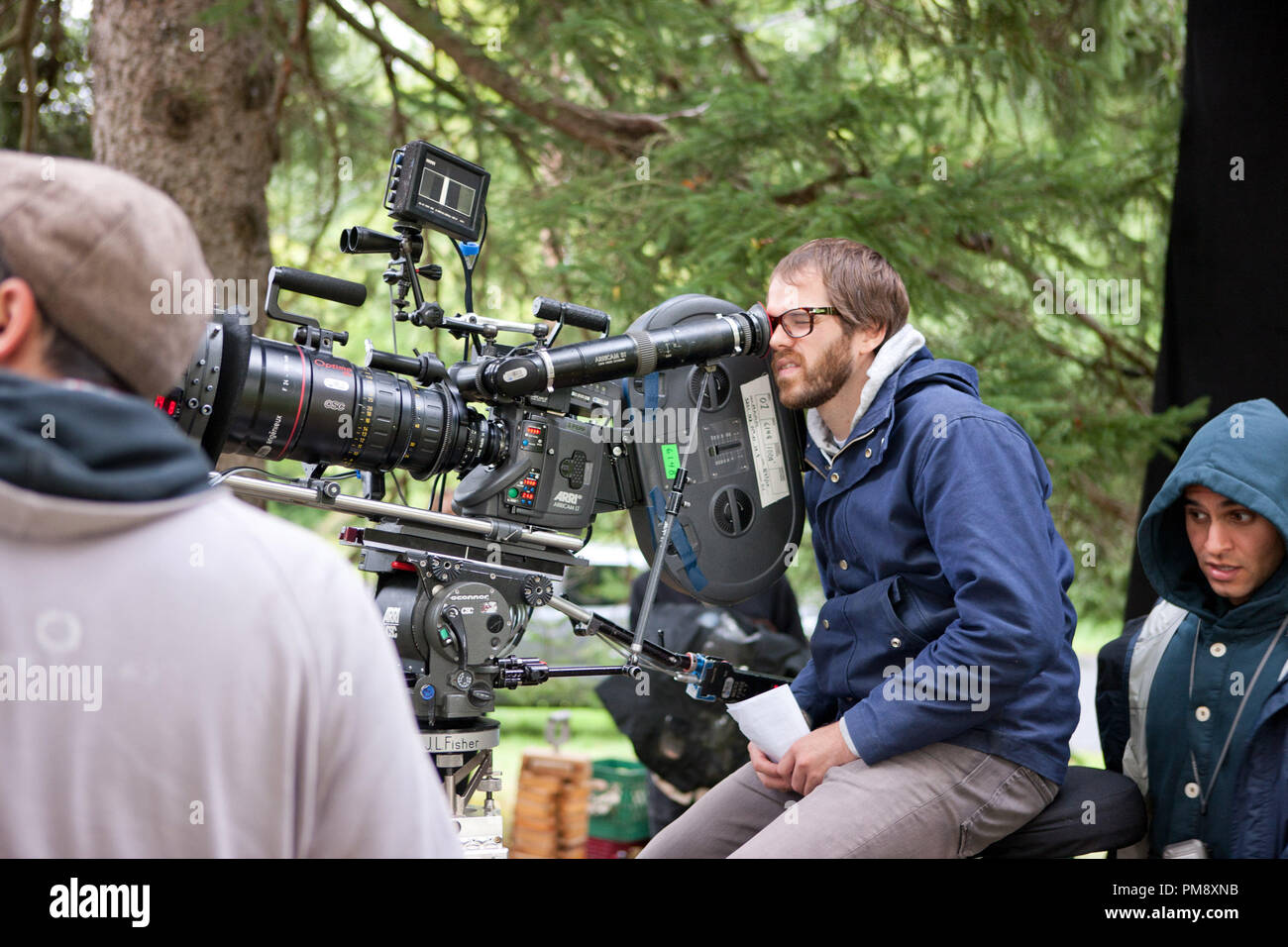 Writer/Director Sean Durkin (C) on the set of MARTHA MARCY MAY MARLENE ...