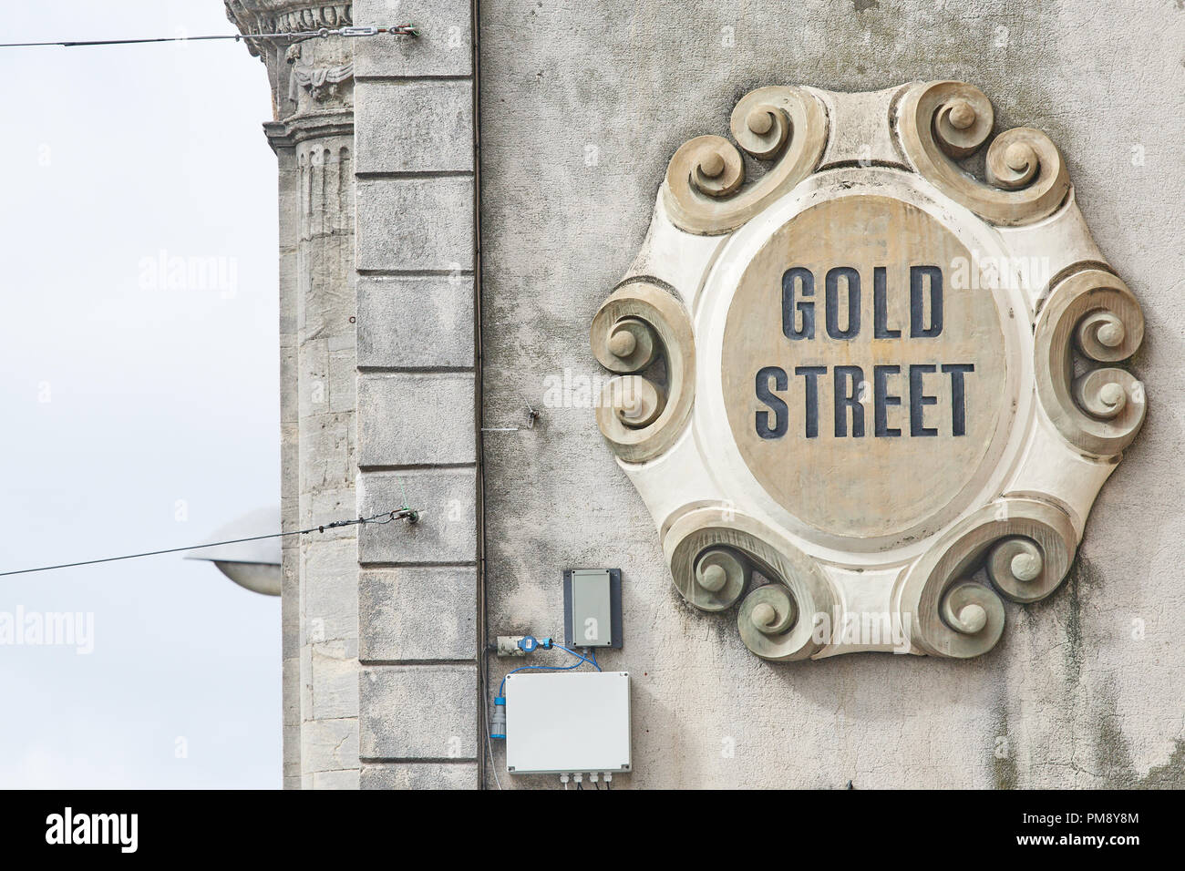 Sign for Gold street in the town of Northampton, England Stock Photo ...