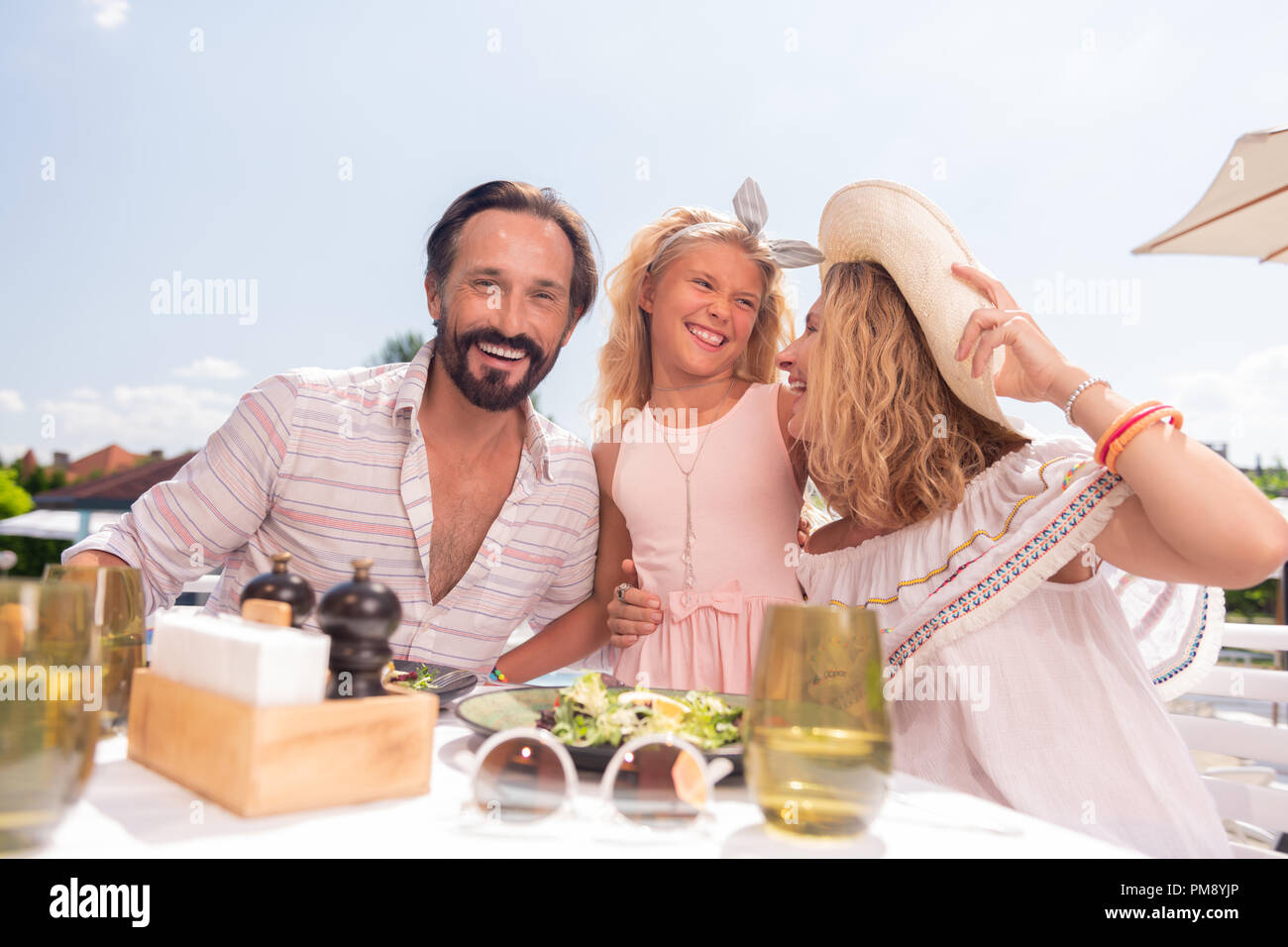 Happy nice family enjoying time with each other Stock Photo - Alamy