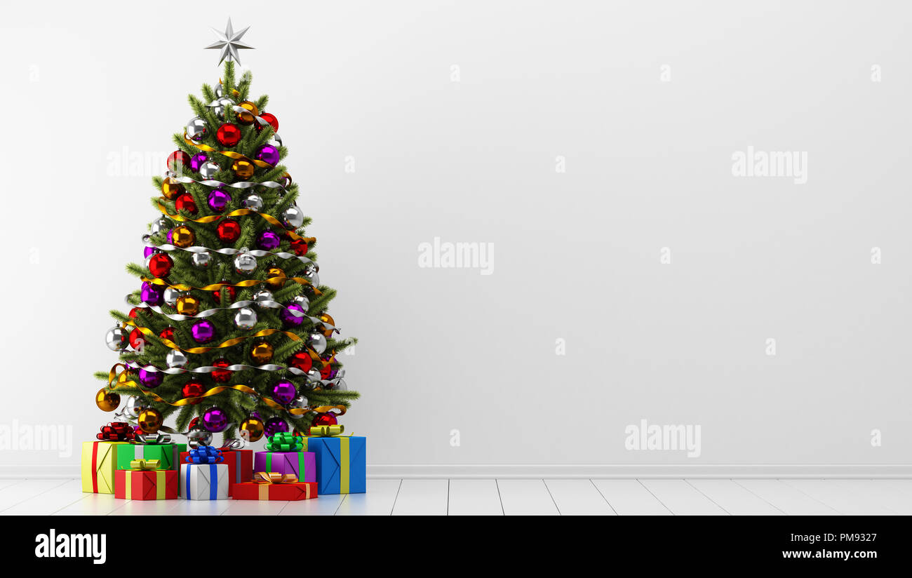 3d christmas tree decorated with gift boxes hi-res stock photography ...