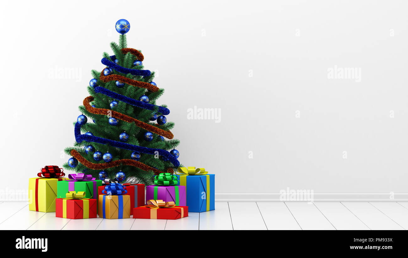3d christmas tree decorated with gift boxes hi-res stock photography ...