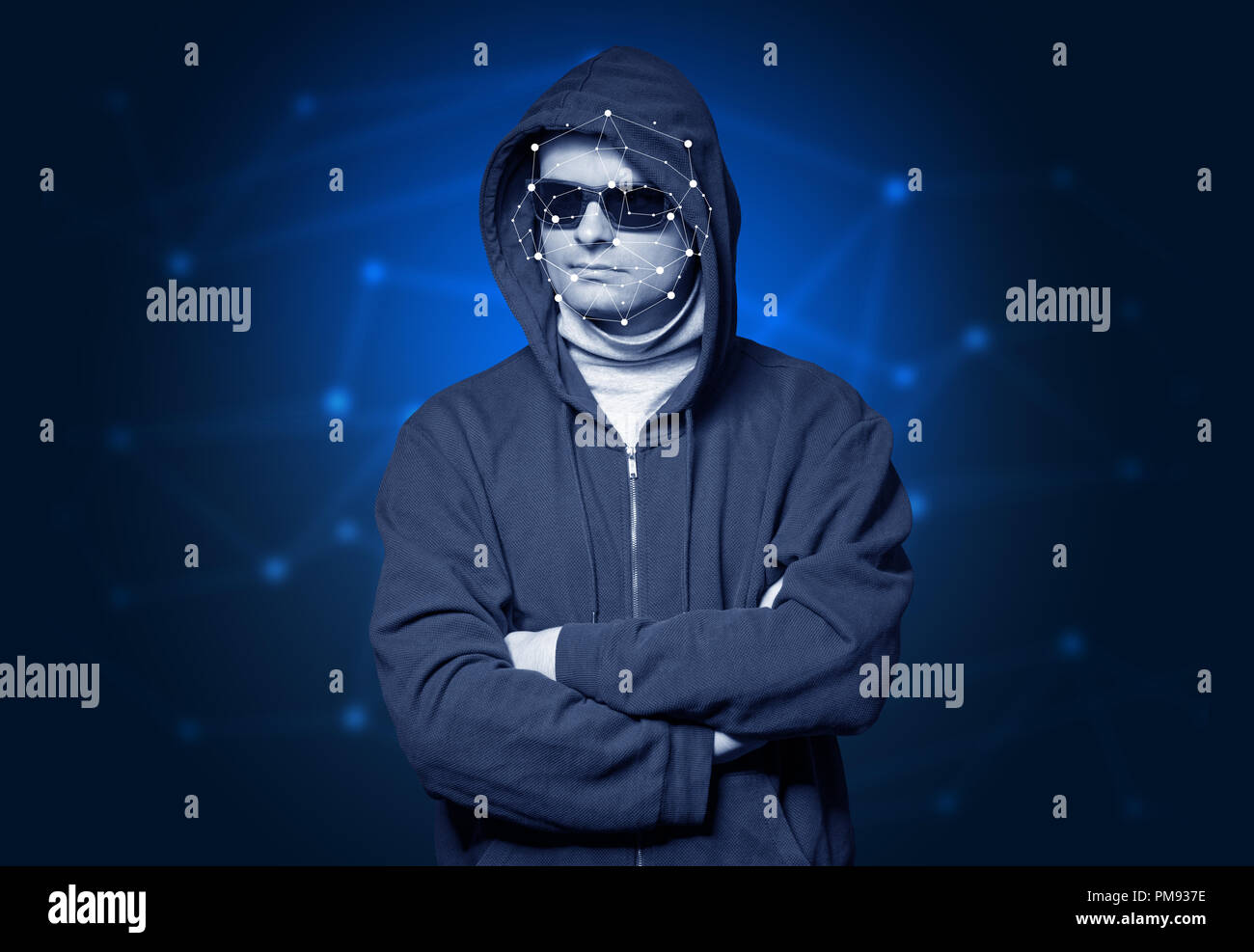 Face recognition with mesh. Cyber security concept Stock Photo - Alamy