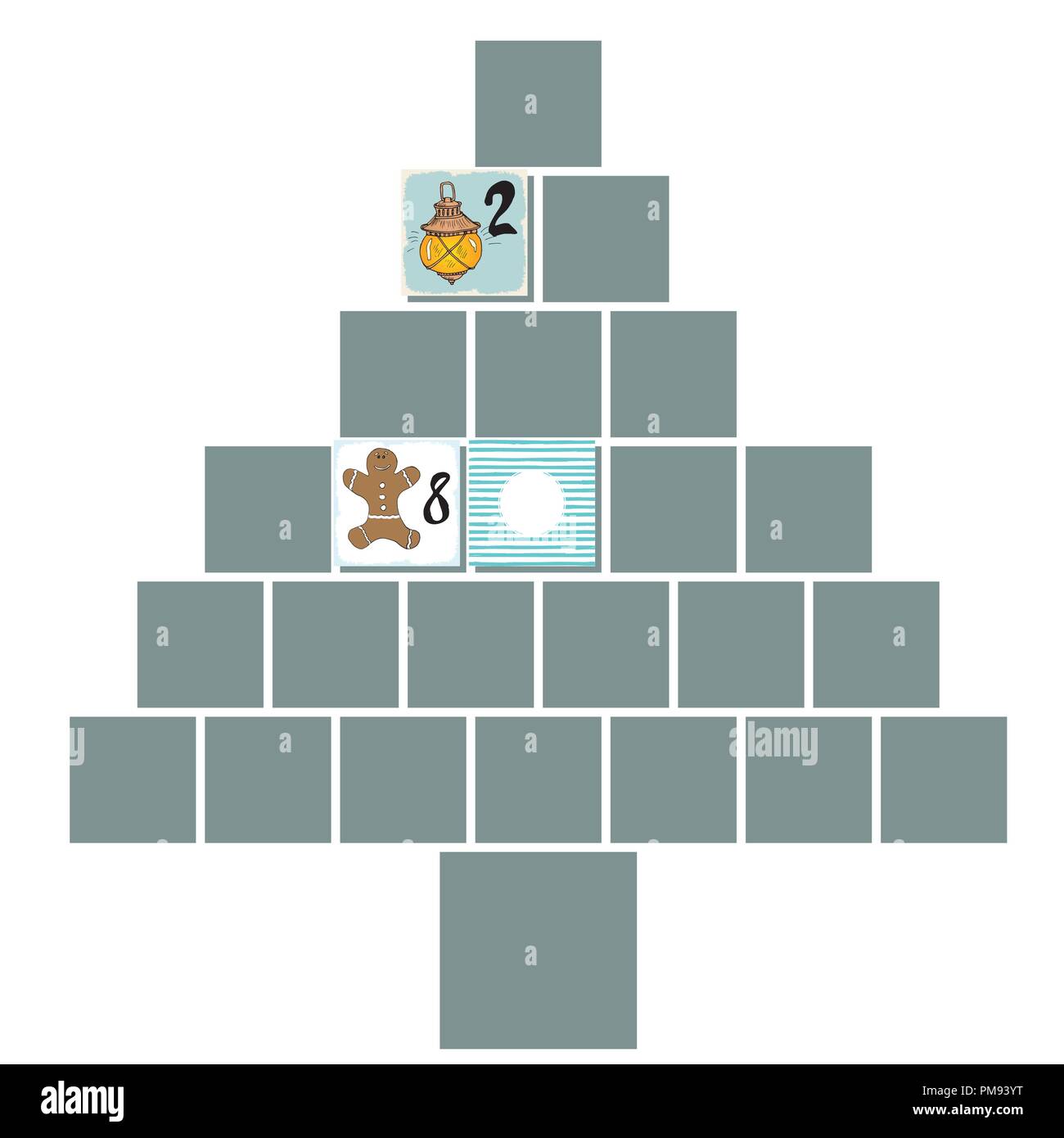 Christmas advent calendar. Hand drawn elements and numbers. Winter ...