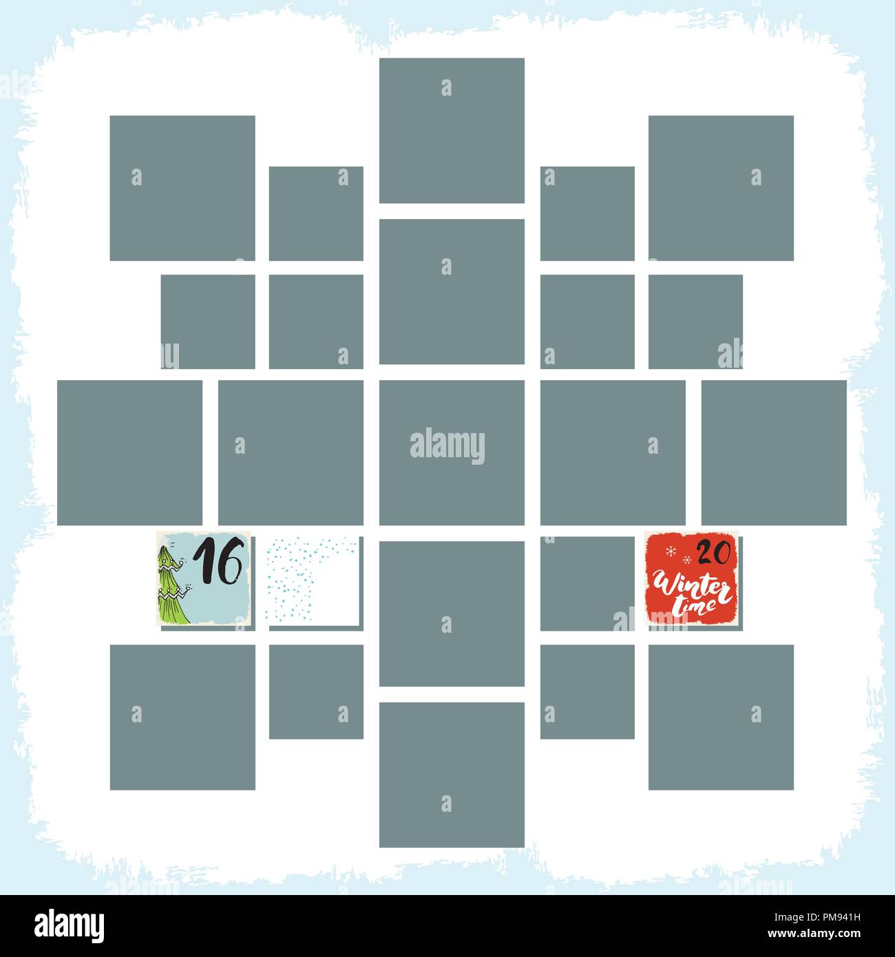 Christmas advent calendar. Hand drawn elements and numbers. Winter ...