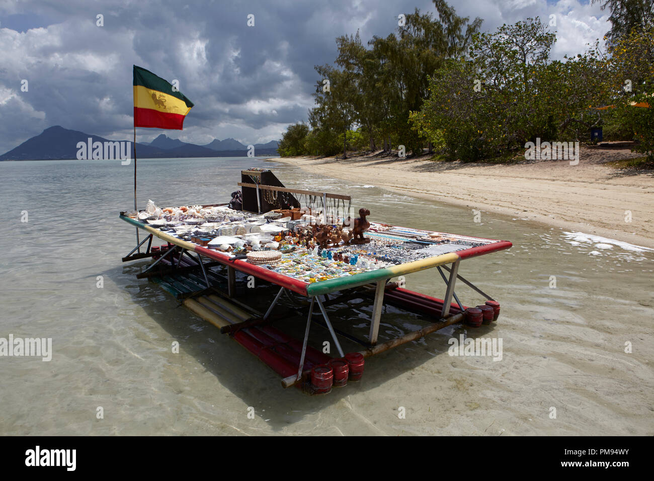 Floating shopping bench in Ile aux Benitiers, Mauritius Stock Photo - Alamy